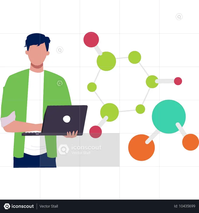 Boy Working Structure Molecules Illustration - Free Download Science & Technology Illustrations ...