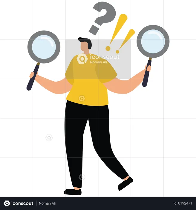 Best Businessman Analyst Using Magnifying Glass To Analyze Question