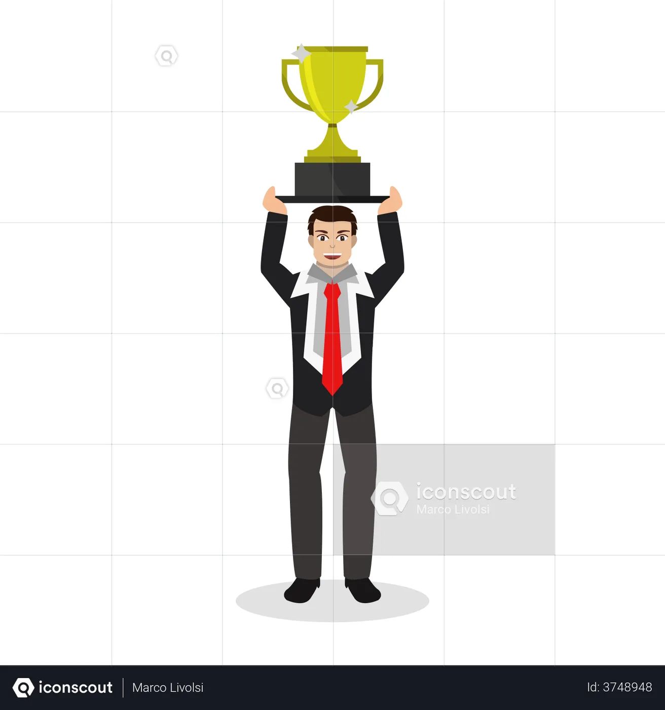 Best Businessman Holding Trophy Illustration Download In Png And Vector