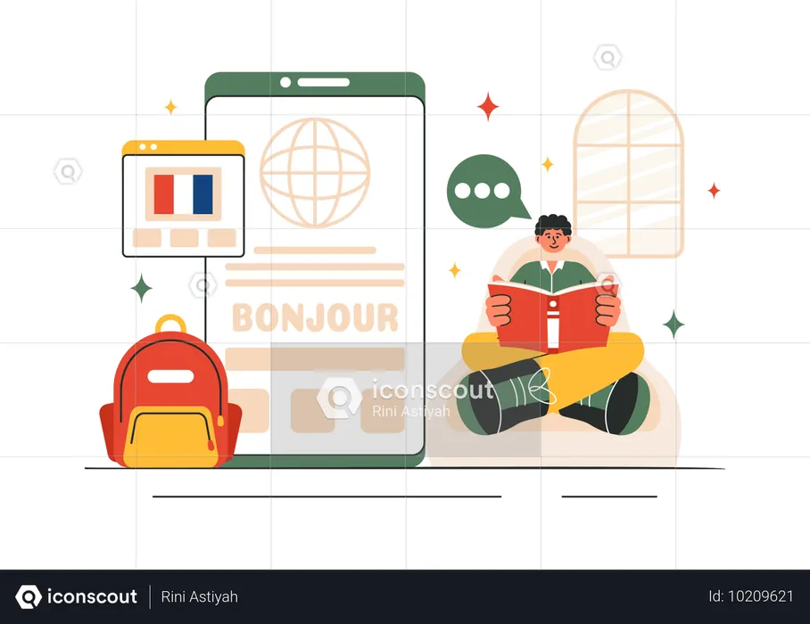 By Learning French Language Online Illustration - Free Download School ...
