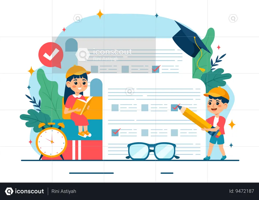 Children Doing Exam Preparation Illustration - Free Download School ... Children Doing Exam Preparation Illustration - Free Download School ...
