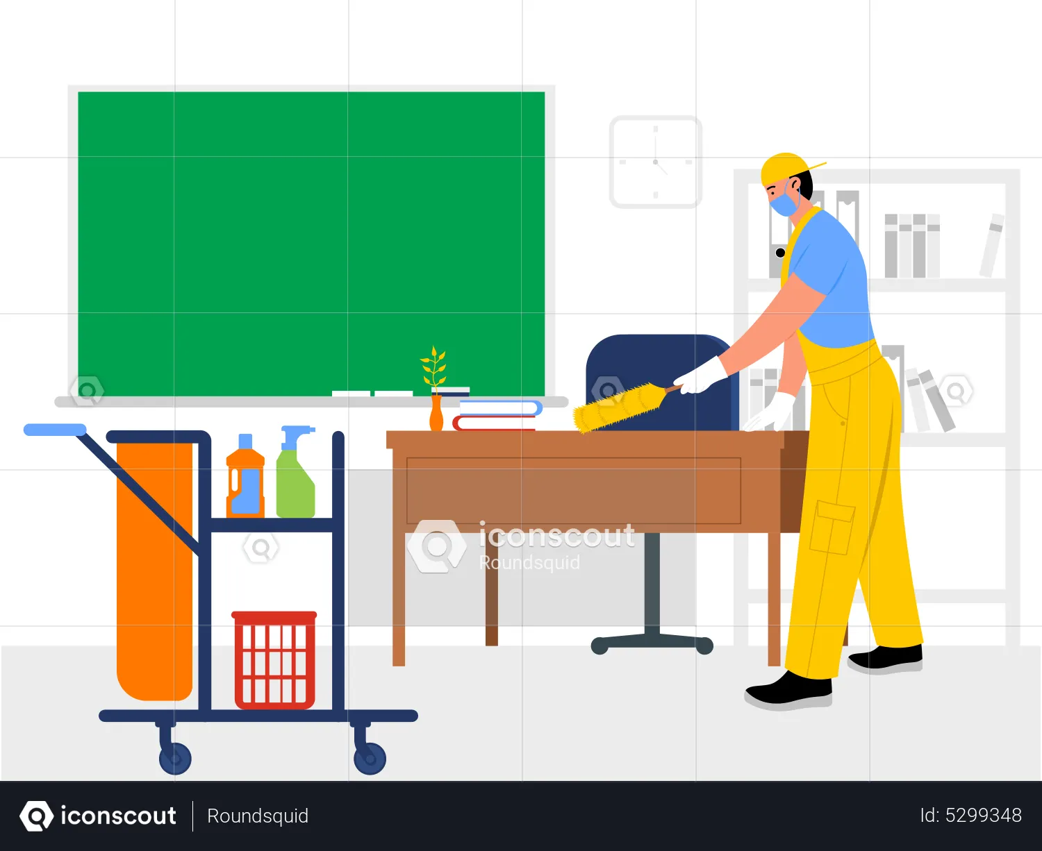 Best Cleaning Worker Clean Classroom Illustration Download In Png And Vector Format