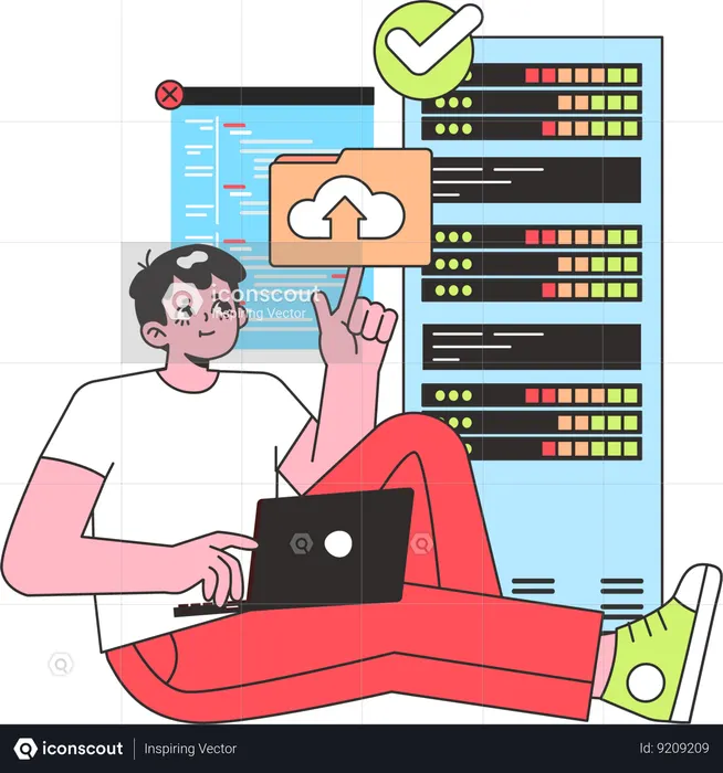 Cloud Data Server Illustration Free Download Design And Development Illustrations Iconscout