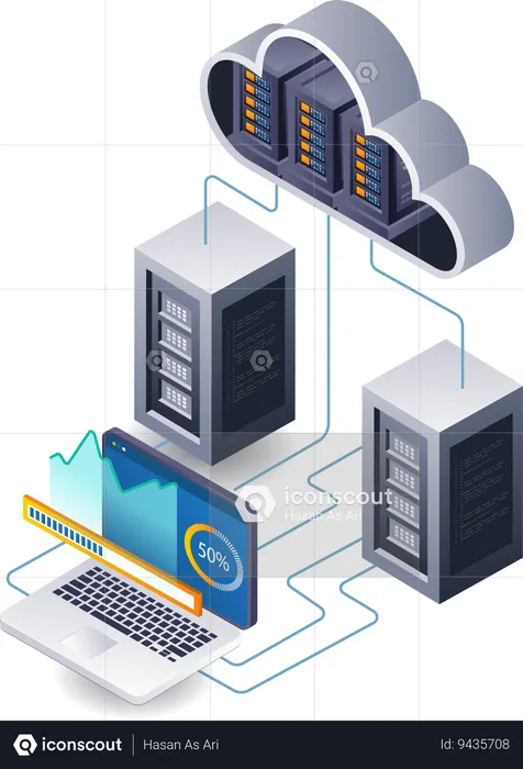 Cloud Server Data Analyst Technology Illustration Free Download