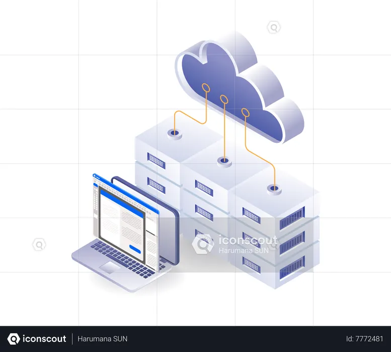 Best Cloud Server Database Storage Application Illustration Download In