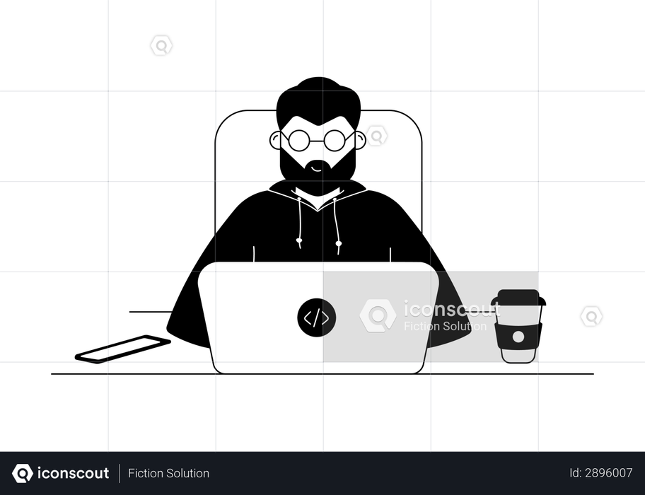 Best Premium Coder Illustration download in PNG & Vector format