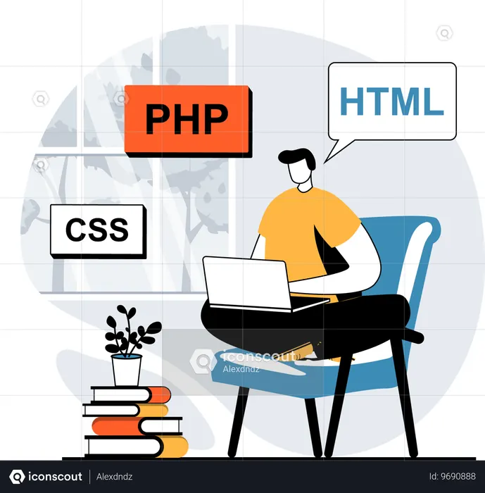 Coder Codes In Different Languages Illustration - Free Download Design & Development ...