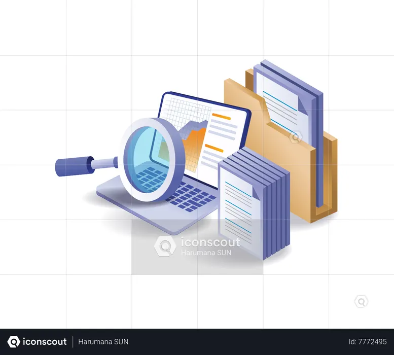 Computer Data Analysis Illustration - Free Download Business Illustrations | IconScout