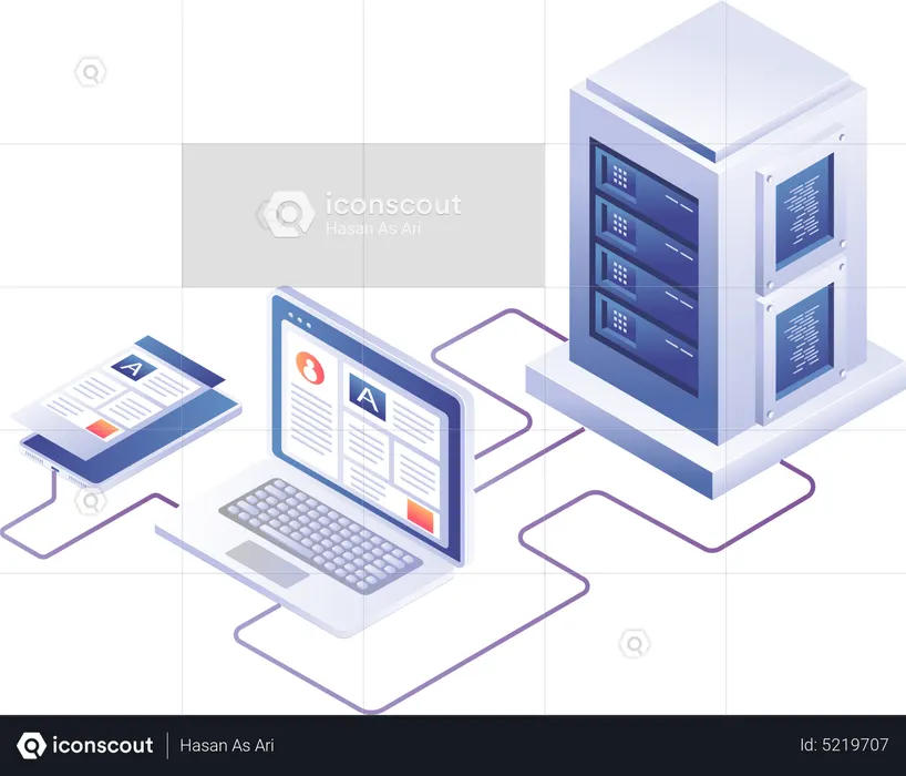 Best Computer web server Illustration download in PNG & Vector format