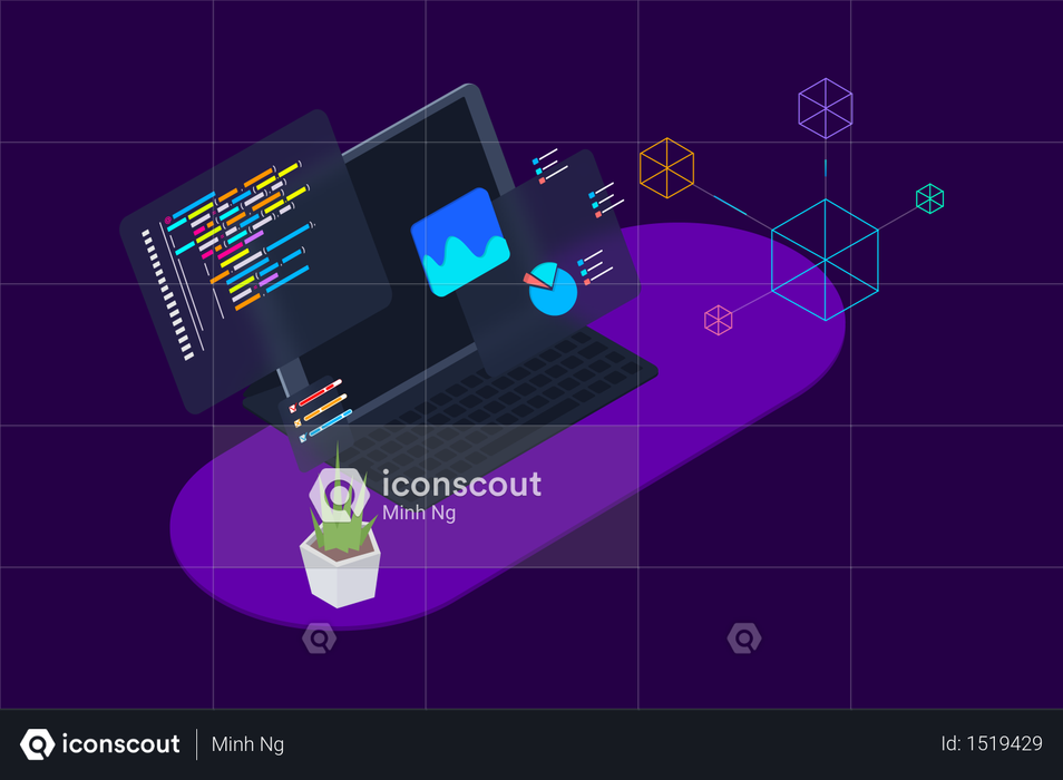 Premium Concept Of Data Analysis And Web Development Illustration