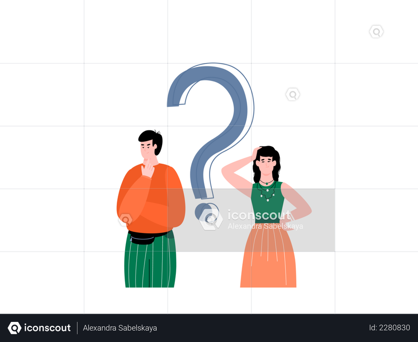 Best Premium Confused Male And Female Customer Illustration Download In