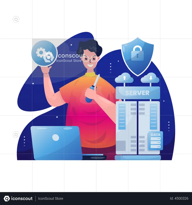 Cybersecurity Developer Illustration Free Download Crime And Security