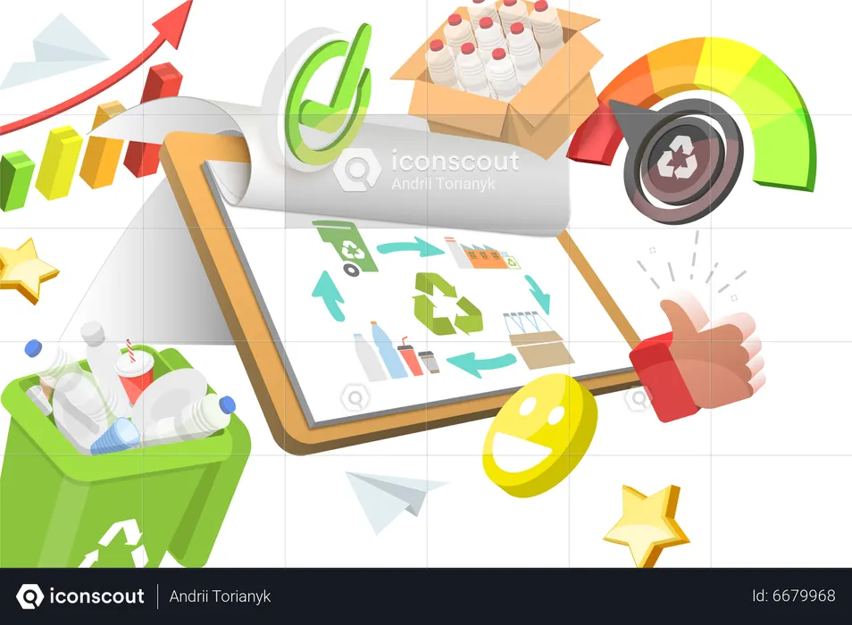 Cycle De Vie Du Processus De Recyclage Des Plastiques Illustration