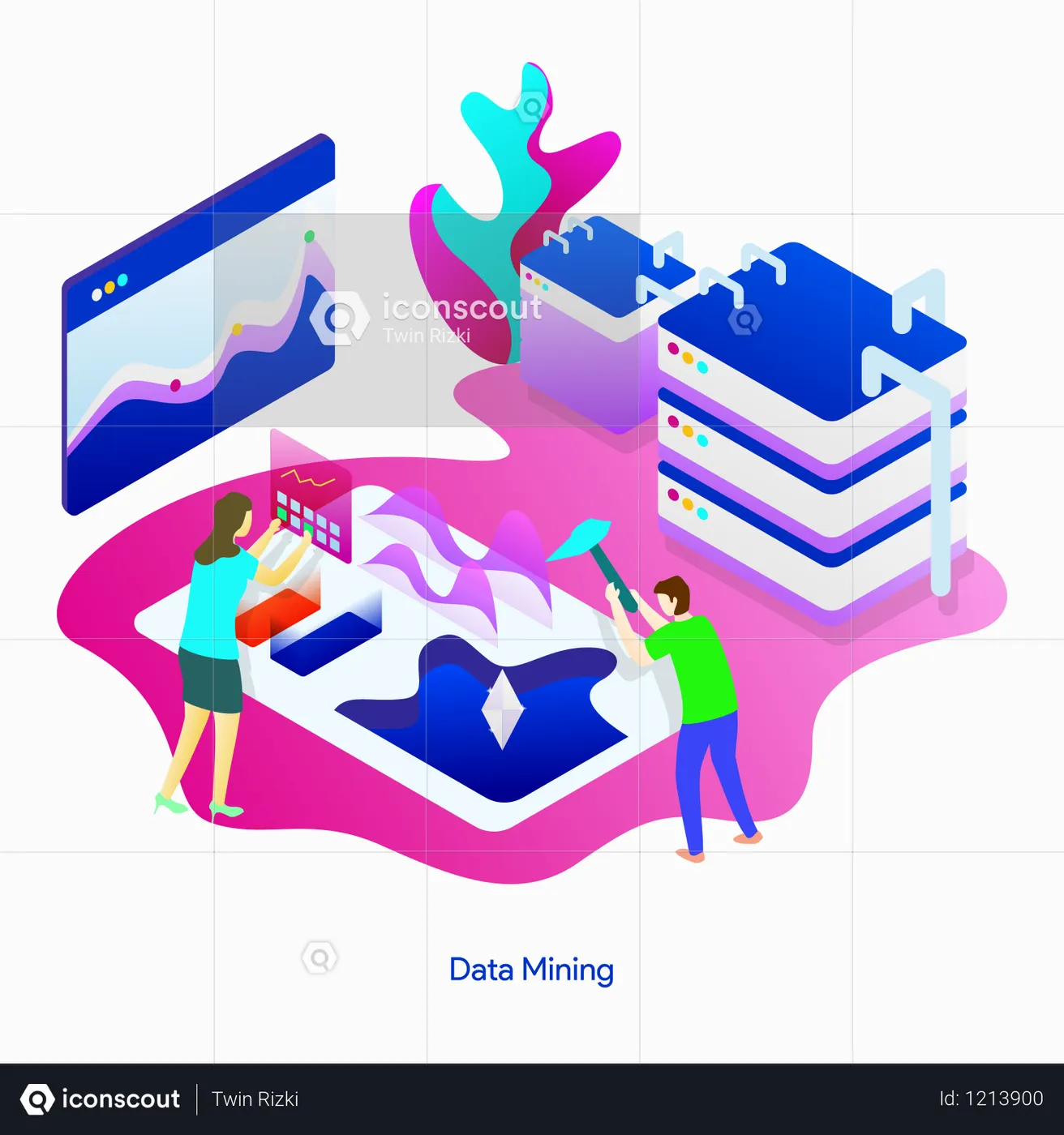 Best Data Mining Illustration download in PNG & Vector format