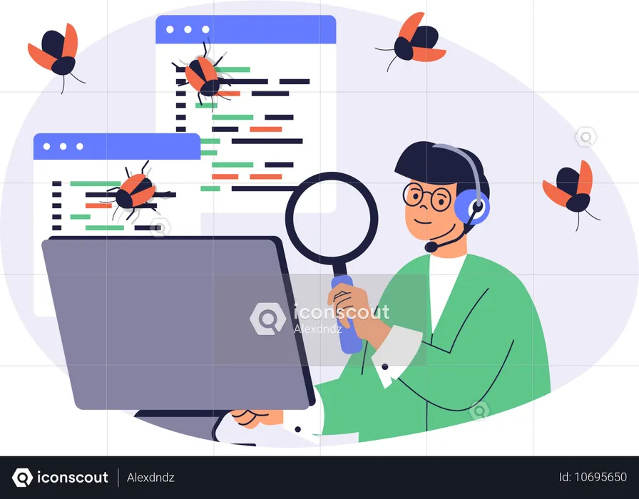Debugger Testing Application For Security Reasons Illustration Free