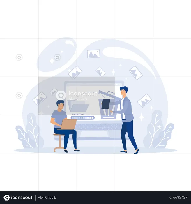 Delete Data Illustration - Free Download Science & Technology Illustrations | IconScout