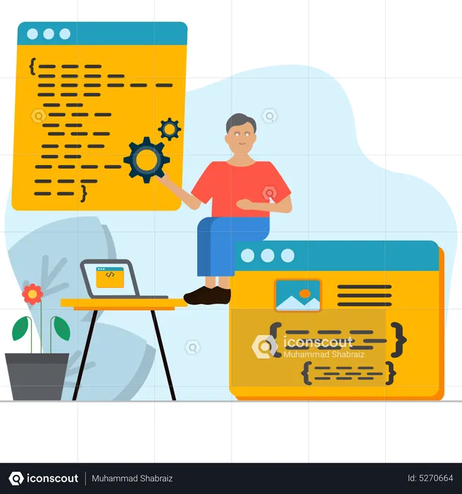 Best Developer giving presentation Illustration download in PNG ...