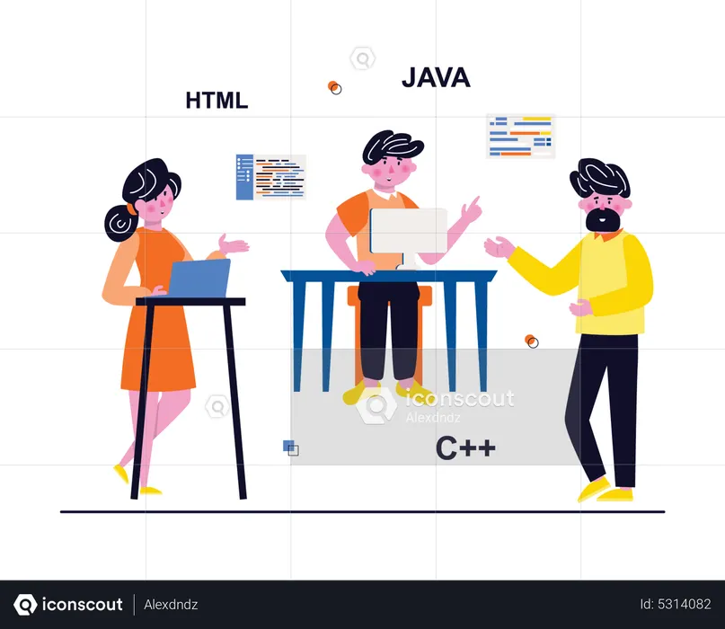 Developer Team Discussing On Project Illustration - Free Download ...