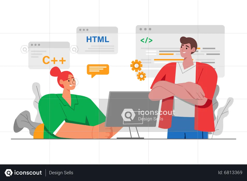 Developer Team Working Together Illustration - Free Download ...