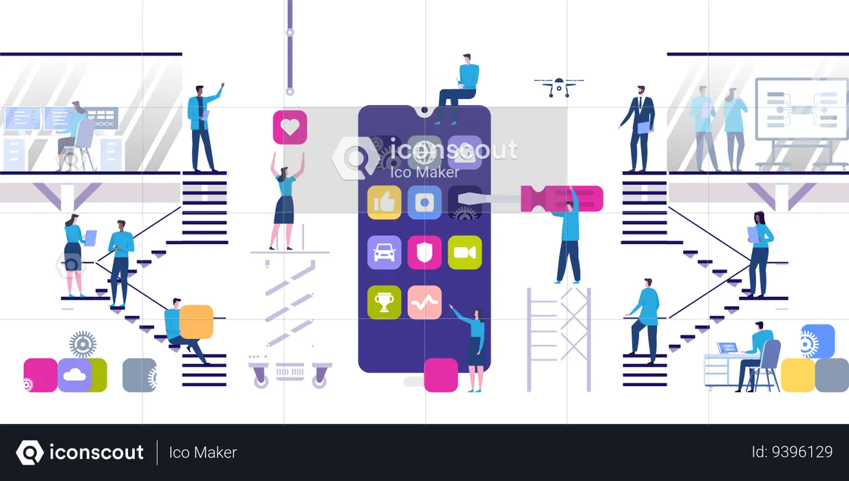 Developers Building Mobile Apps Illustration - Free Download Seo & Web ... Developers Building Mobile Apps Illustration - Free Download Seo & Web ...