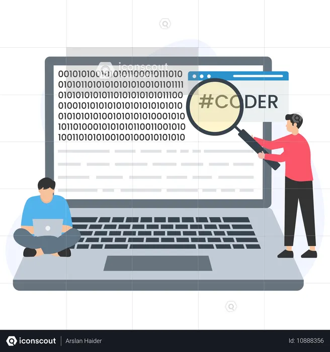 Developers Checking Bugs In Code Illustration - Free Download Crime & Security Illustrations ...