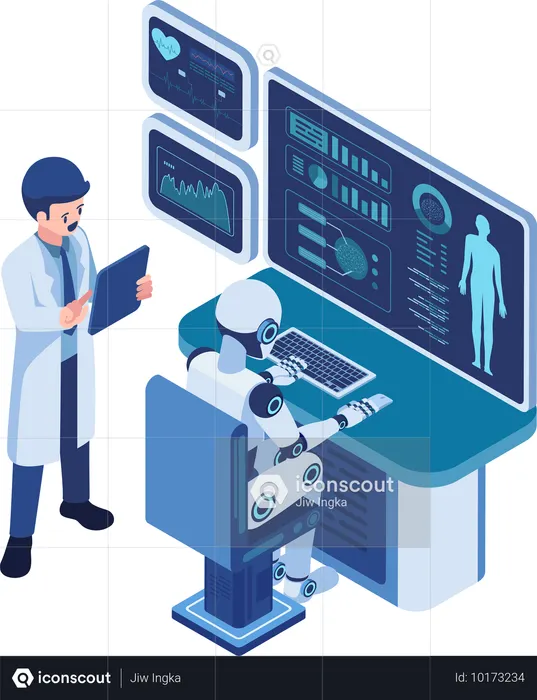 Doctor Analyzes Patient Health Data With AI Robot Illustration - Free ... Doctor Analyzes Patient Health Data With AI Robot Illustration - Free ...