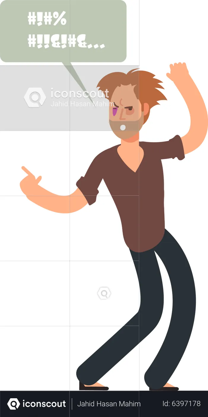 Best Drunk Man Screaming Bad Words Illustration Download In Png