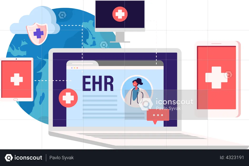 Electronic Health Record Illustration - Free Download People Illustrations | IconScout