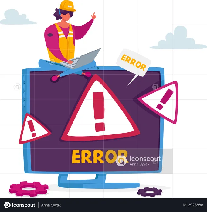 Engineer Fixing Error Illustration - Free Download People Illustrations ...