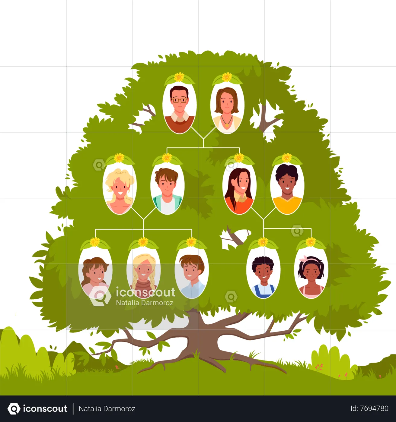 Best Family tree structure Illustration download in PNG & Vector format