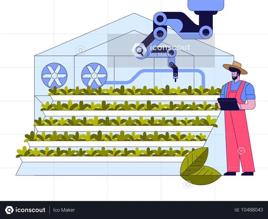 Farmer Controlling Robotic Arm Using Tablet Illustration - Free Download Agriculture ...