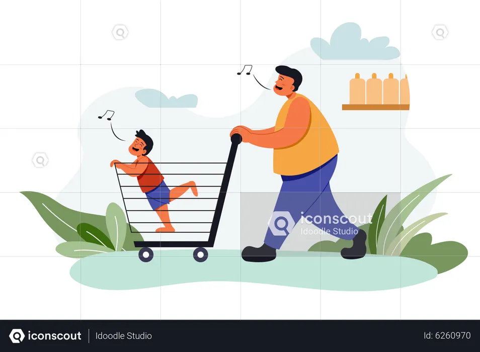 Best Premium Father and son singing song on Fathers Day Illustration download in PNG & Vector format