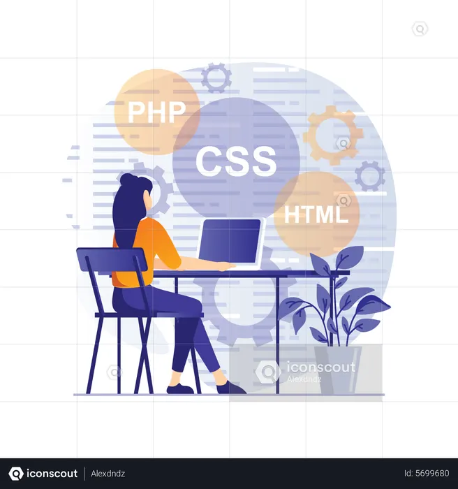 Female Developer Illustration - Free Download Design & Development Illustrations | IconScout