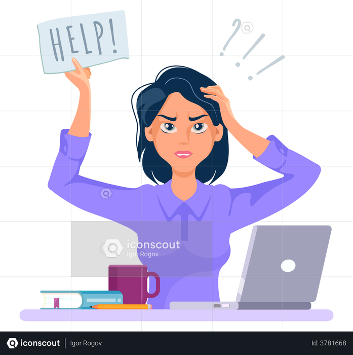 Best Premium Female employee needs help Illustration download in PNG ...