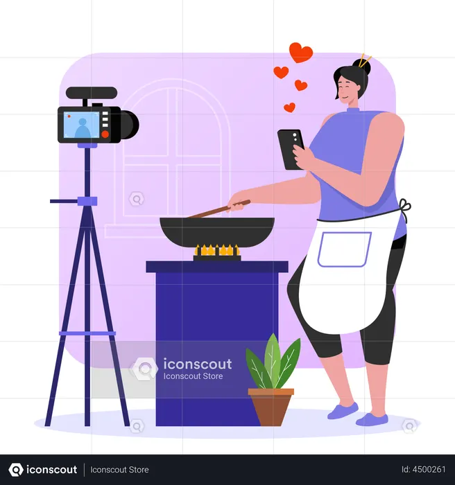 Female Food Vlogger Shooting Recipe Tutorial Illustration - Free ... Female Food Vlogger Shooting Recipe Tutorial Illustration - Free ...
