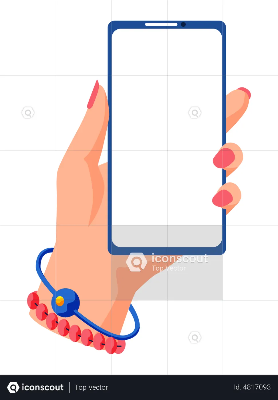 Best Premium Female Hand Holding Smartphone And Touching Screen Flat