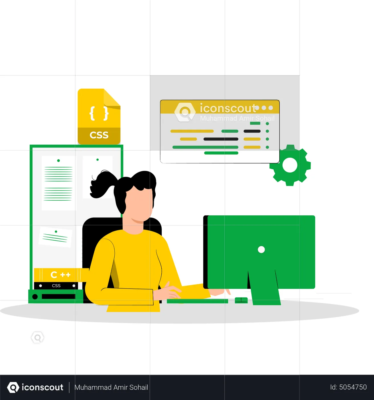 Best Female Web Developer Working On Css Format Illustration Download In Png And Vector Format