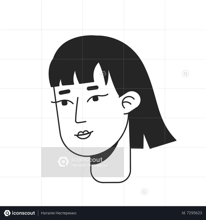 Best Friendly Young Woman With Medium Length Haircut Illustration