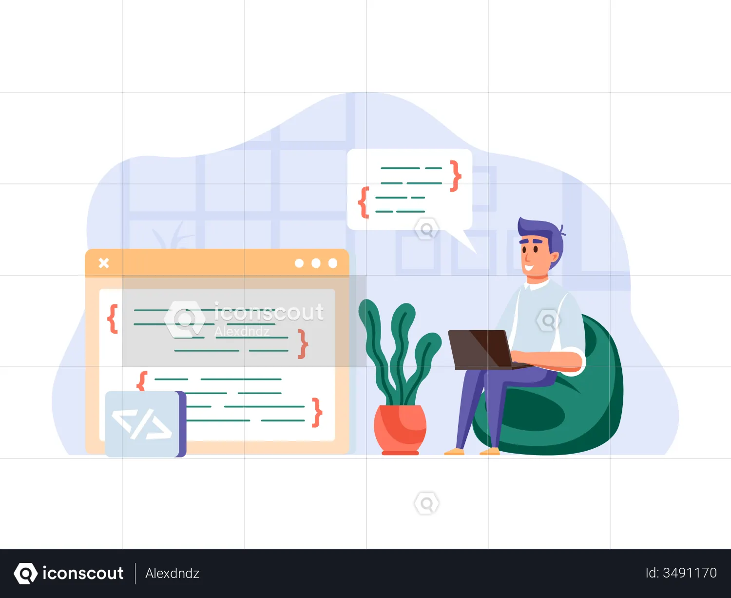 Best Full stack developer Illustration download in PNG & Vector format