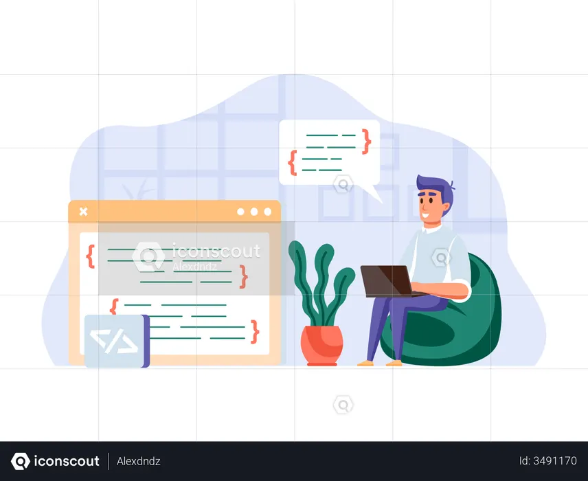 Best Full stack developer Illustration download in PNG & Vector format