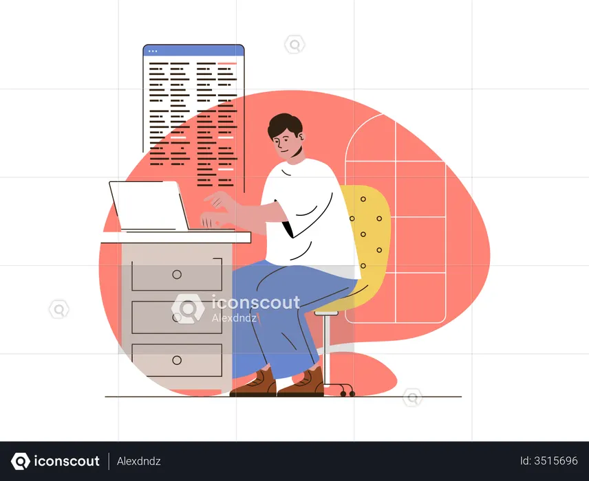 Best Full stack developer Illustration download in PNG & Vector format