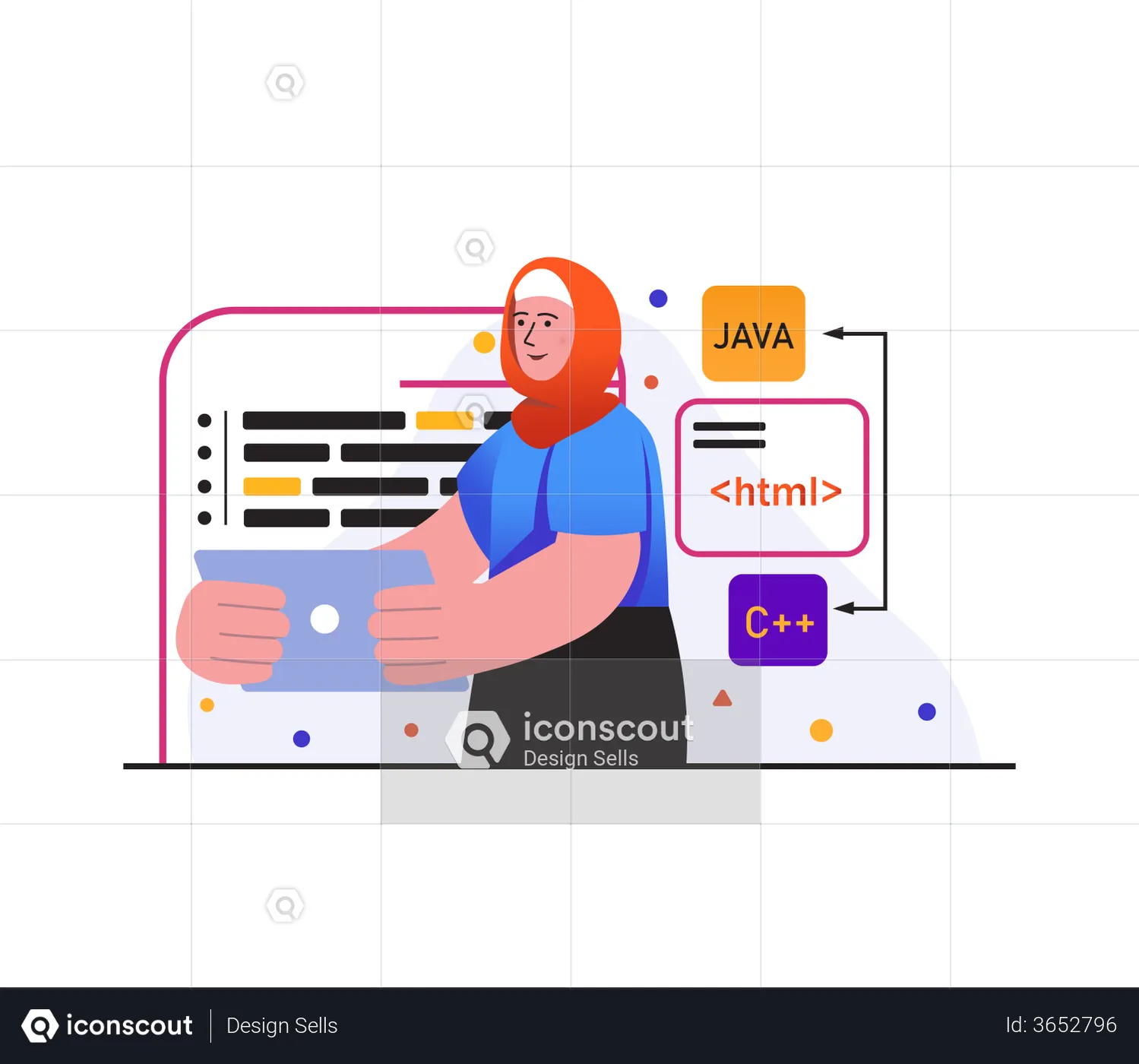 Best Full stack developer Illustration download in PNG & Vector format