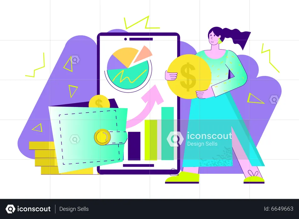 Girl Doing Financial Analysis Illustration - People Illustrations ... Girl Doing Financial Analysis Illustration - People Illustrations ...