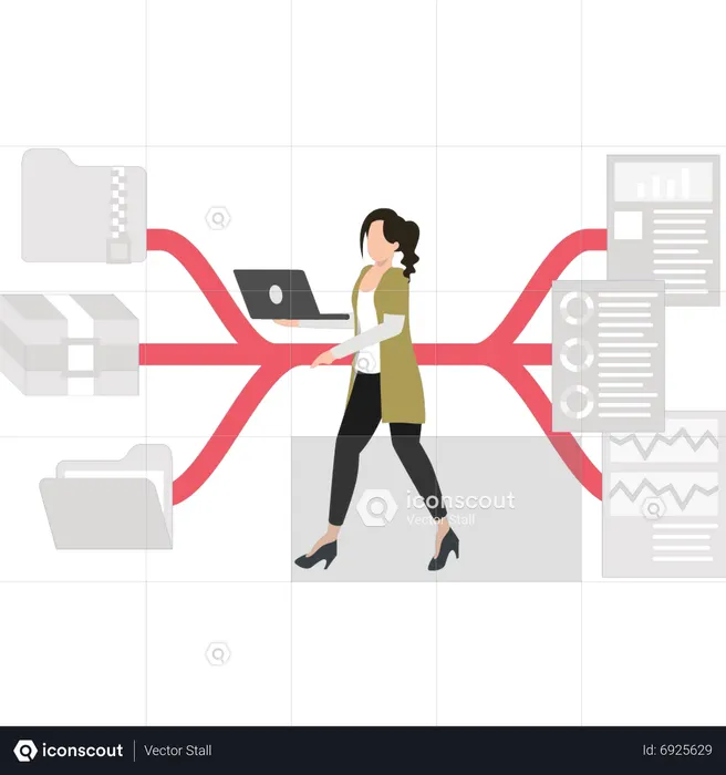 Best Girl Doing Online Analysis Illustration Download In Png And Vector