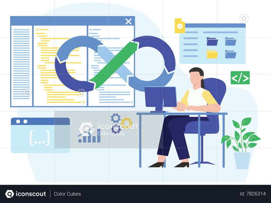 Best Girl doing Software Testing work Illustration download in PNG ...