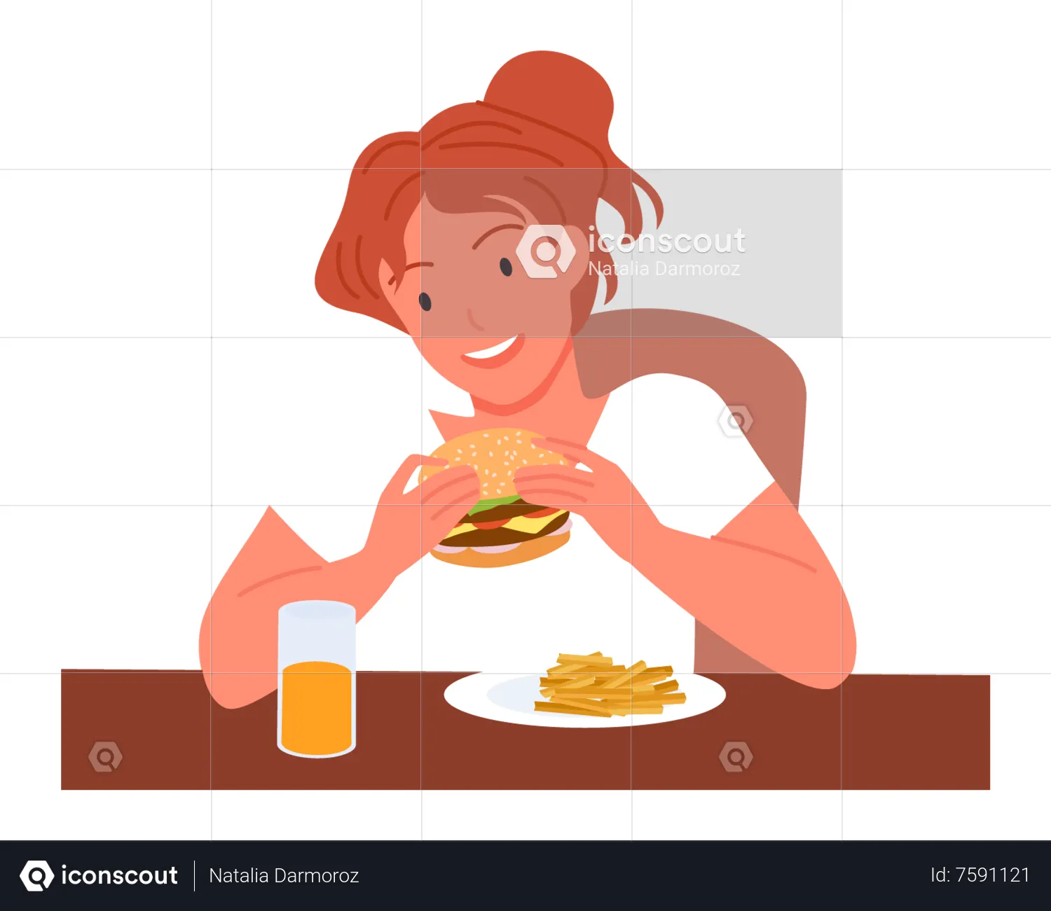 Best Girl Eating Burger Illustration Download In Png And Vector Format