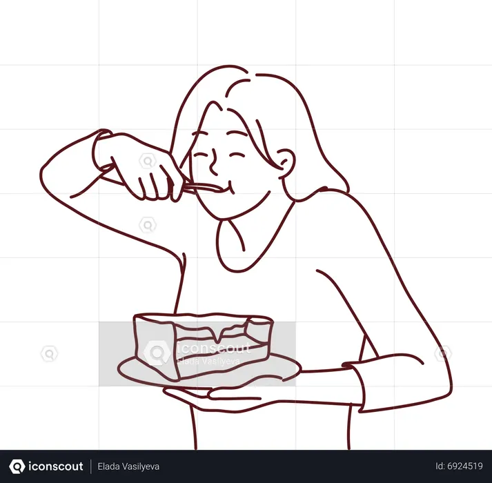 Best Girl Eating Cake Illustration Download In Png And Vector Format