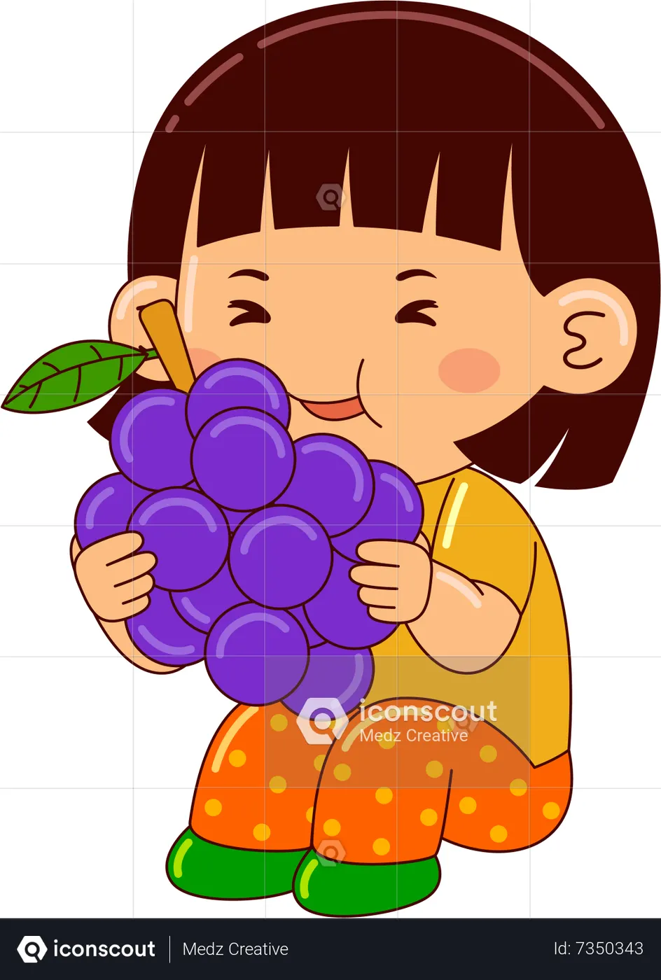 Best Girl Eating Grape Illustration download in PNG & Vector format