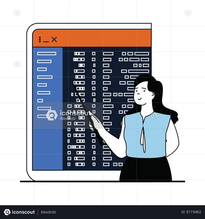 Best Girl Giving Coding Presentation Illustration Download In Png And Vector Format
