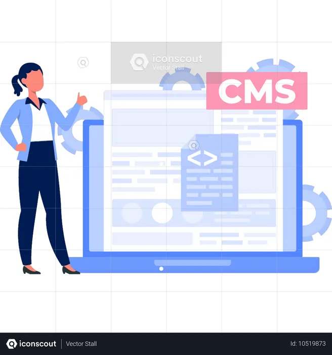 Girl Showing Programming Coding On Laptop Illustration Free Download